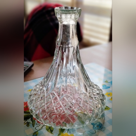 Accents | Vintage Glass Liquor Decanter Ornate Diamond Cut Design Large ...
